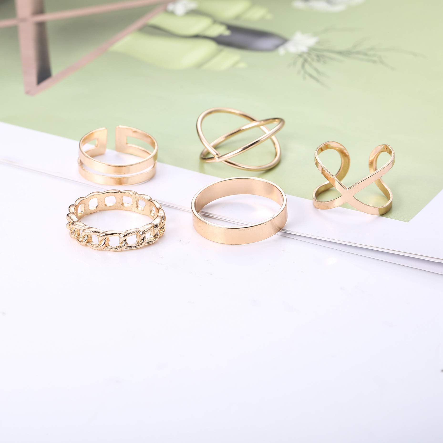 YADOCA 25 Pcs Simple Knuckle Midi Ring Set for Women Vintage Gold Finger Stackable Rings Set Carved Joint Nail Rings