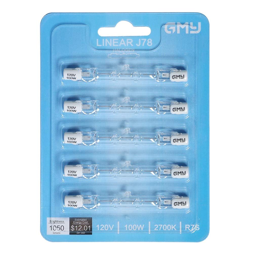 T3 100W R7S 78mm Halogen Bulb Dimmable 1050lm J-Type 120V Warm White R7S Base (5 Pack)…