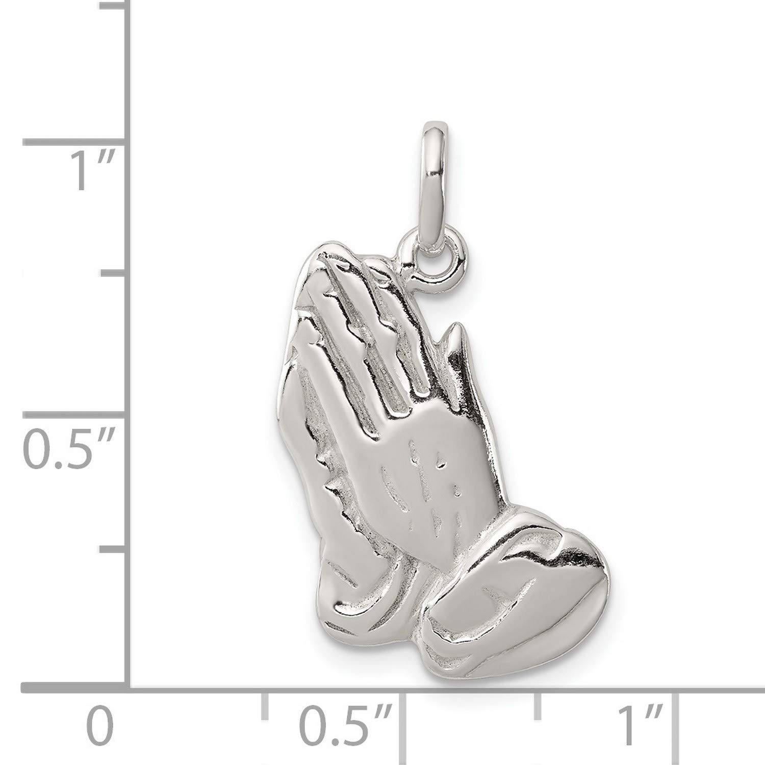 Sterling Silver Praying Hands Charm 26 mm x 15 mm