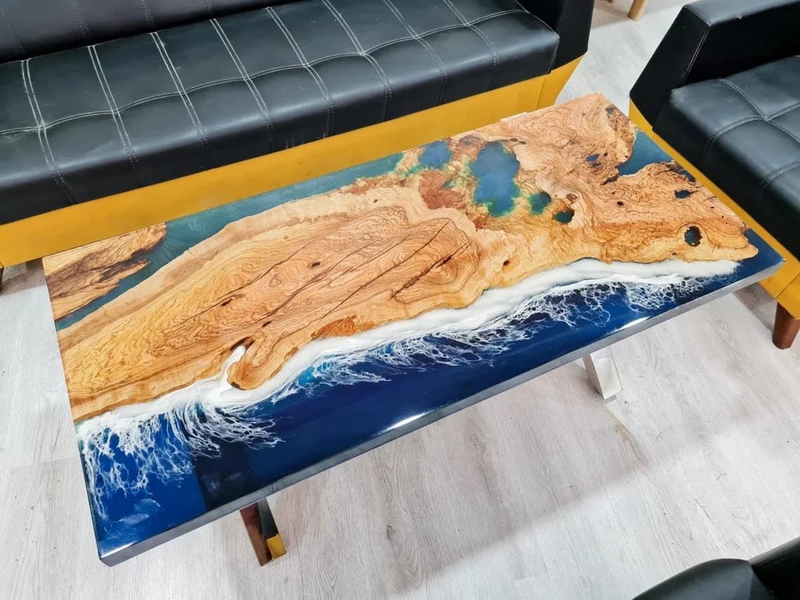 Personalized Large EPOXY Table, Resin Dining Table for 2, 4, 6, 8 River Dining Table, Wood Epoxy Coffee Table Top, Living Room Table (without Stand, 24 x 12inches)