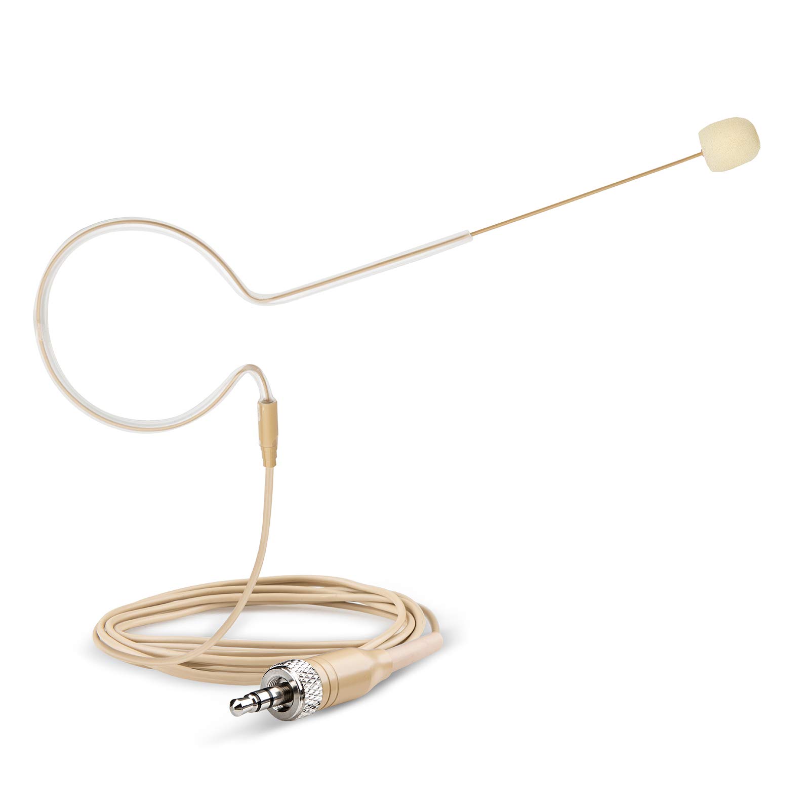 Sujeetec Headset Headworn Microphone - 3.5mm Screw Lock Head Microphone for Sennheiser Wireless System & Bodypack Transmitter โ Beige Single Earhook Omnidirectional Headset Head Mic