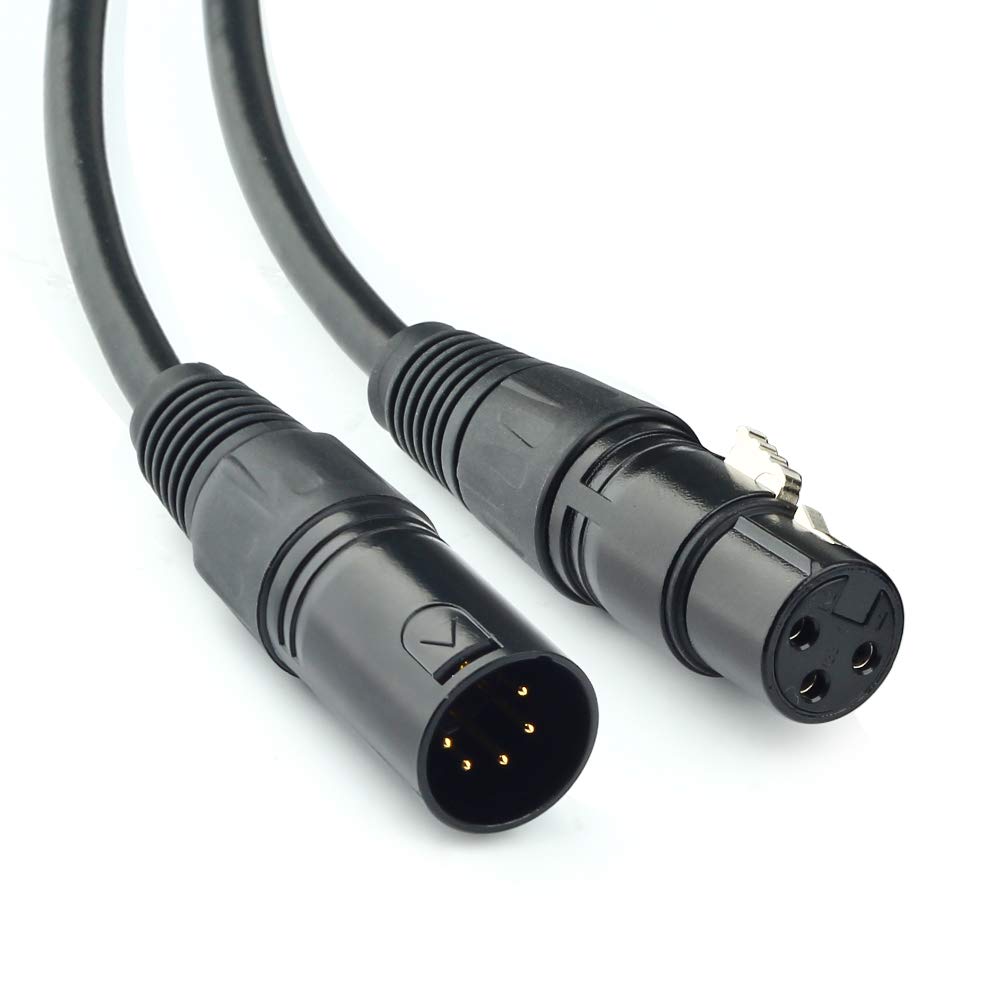 SiYear 3 Pin XLR Female to 5 Pin XLR Male Audio Cable for Microphone DMX Stage Light Turnaround ,XLR3Fto XLR5M Adapter Cable (12inch / 2Pack