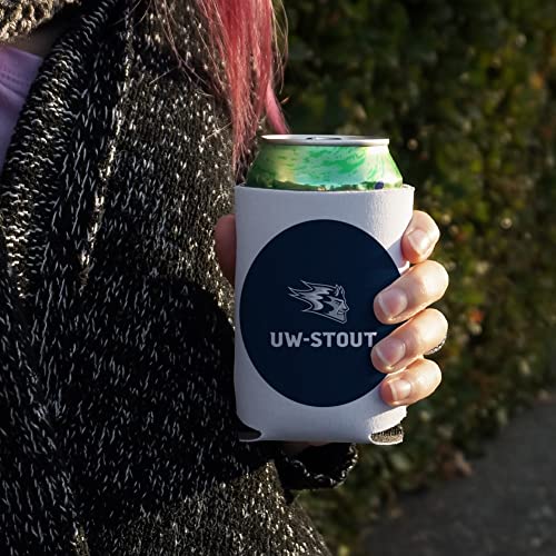 University of Wisconsin - Stout Primary Logo Can Cooler - Drink Sleeve Hugger Collapsible Insulator - Beverage Insulated Holder