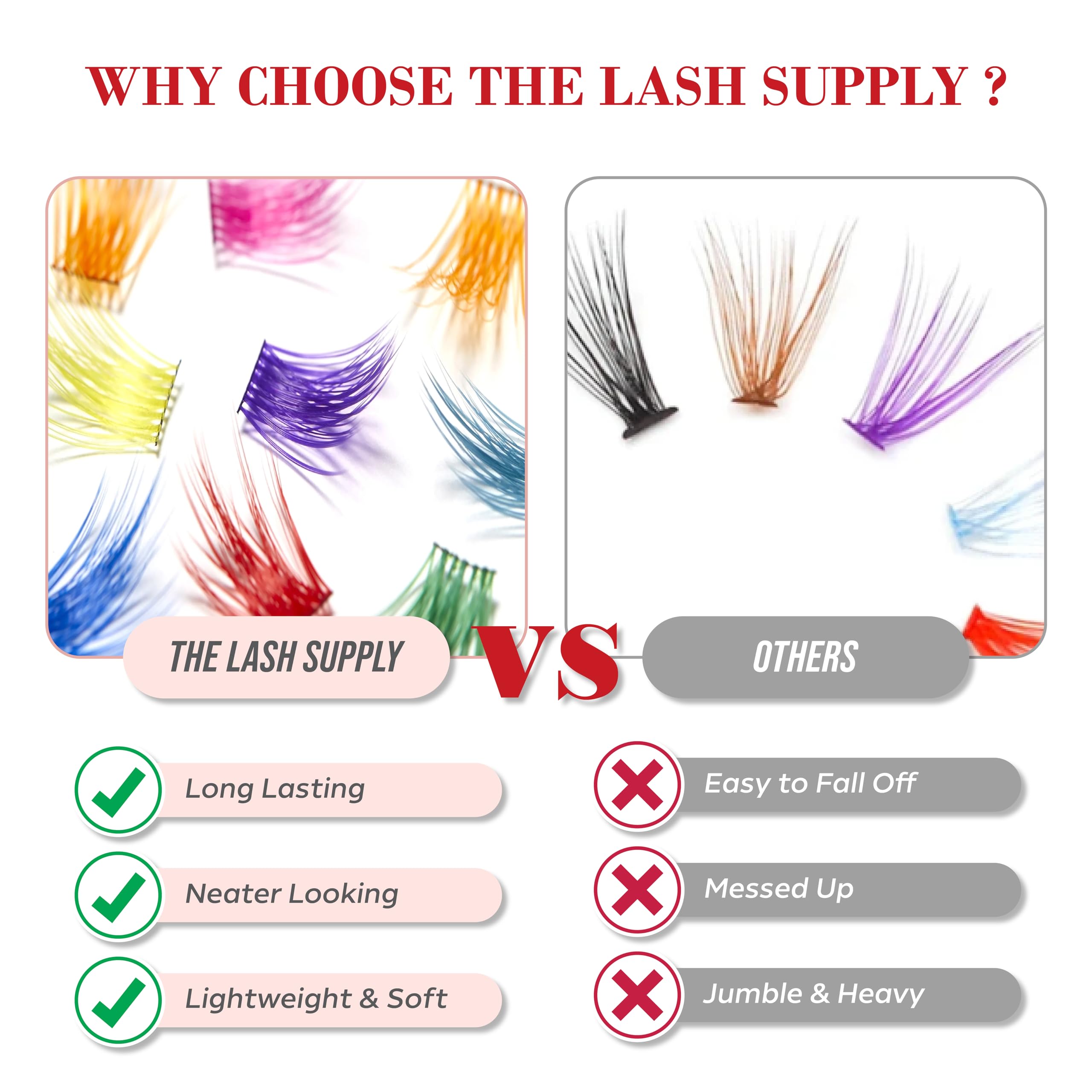 THE LASH SUPPLY Halloween Color Volume Eyelash Extensions, CC Curl, 13-18mm Length, 0.07 Thickness Multi Color, Natural and Long-lasting Curl, Mixed Color Pack, Professional Use Only