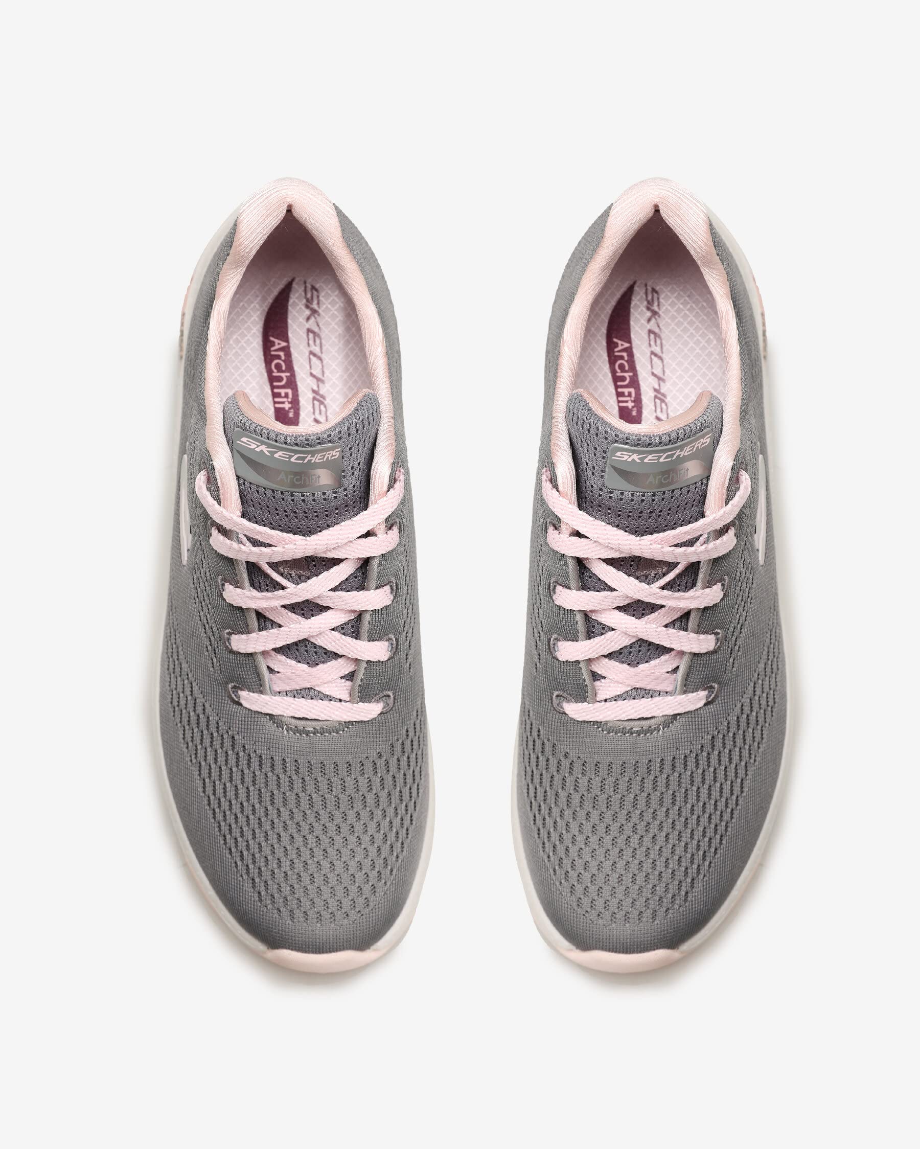 Skechers Women's Arch FIT Sneaker, Grey/Pink, 8