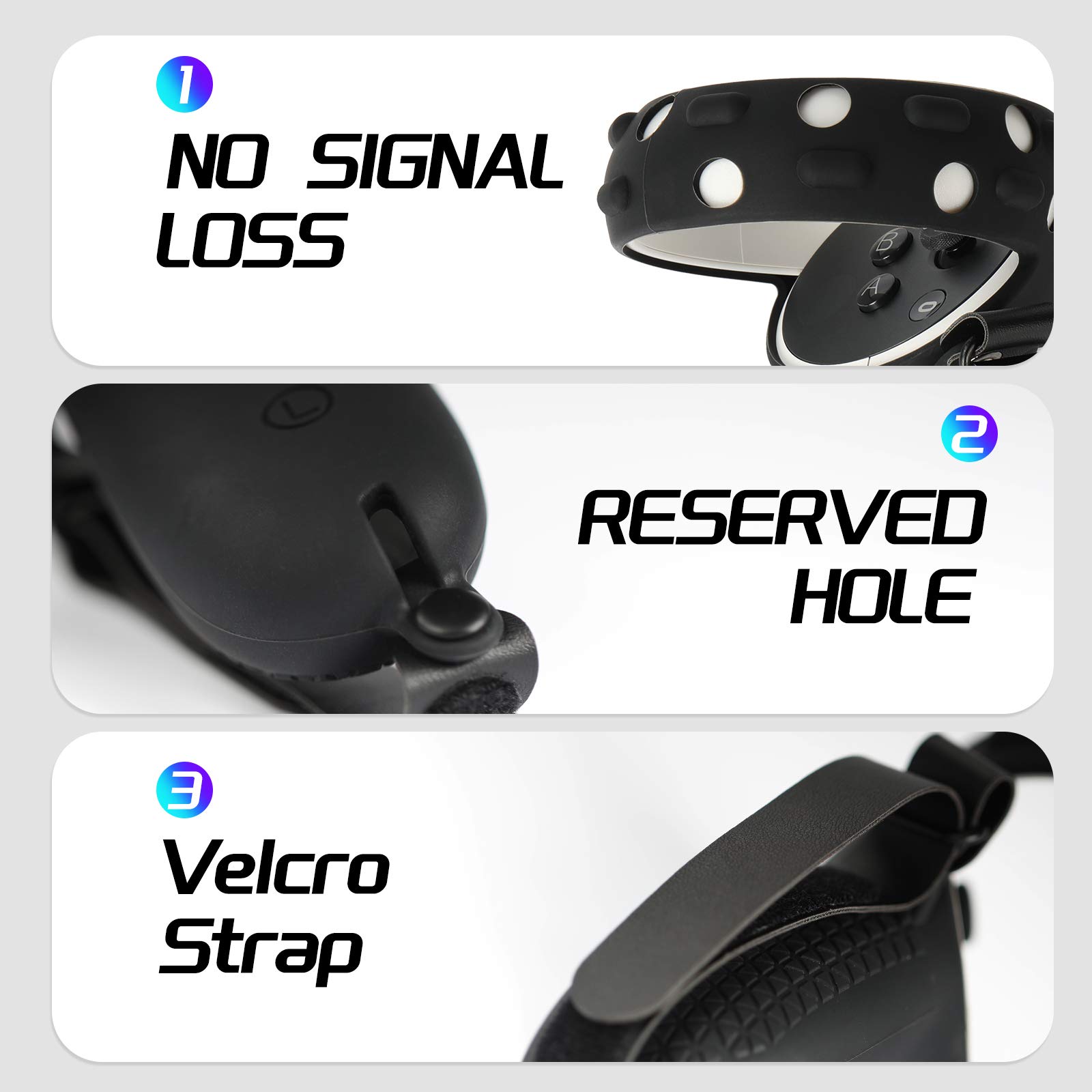 Typecase Touch Controller Grip Cover for Oculus Quest 2 & 1, Silicone Protective Ring Cover Custom Set Accessories, Anti-Throw Handle Protective Sleeve with Adjustable Hand Strap-Black