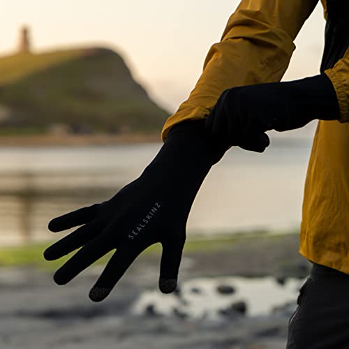 SEALSKINZ Unisex Waterproof All Weather Ultra Grip Knitted Glove, Black, Medium
