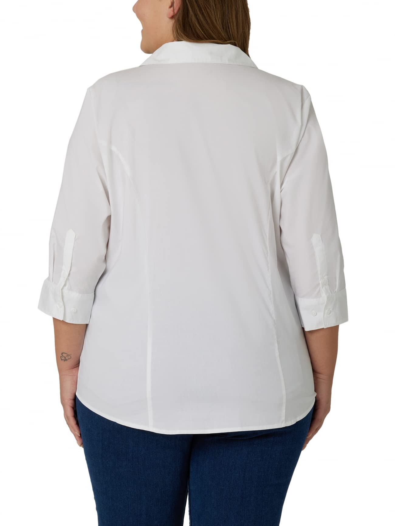 Riders by Lee Indigo Women's Plus-Size Bella Easy Care 3/4 Sleeve Woven Shirt, Arctic White, 3X