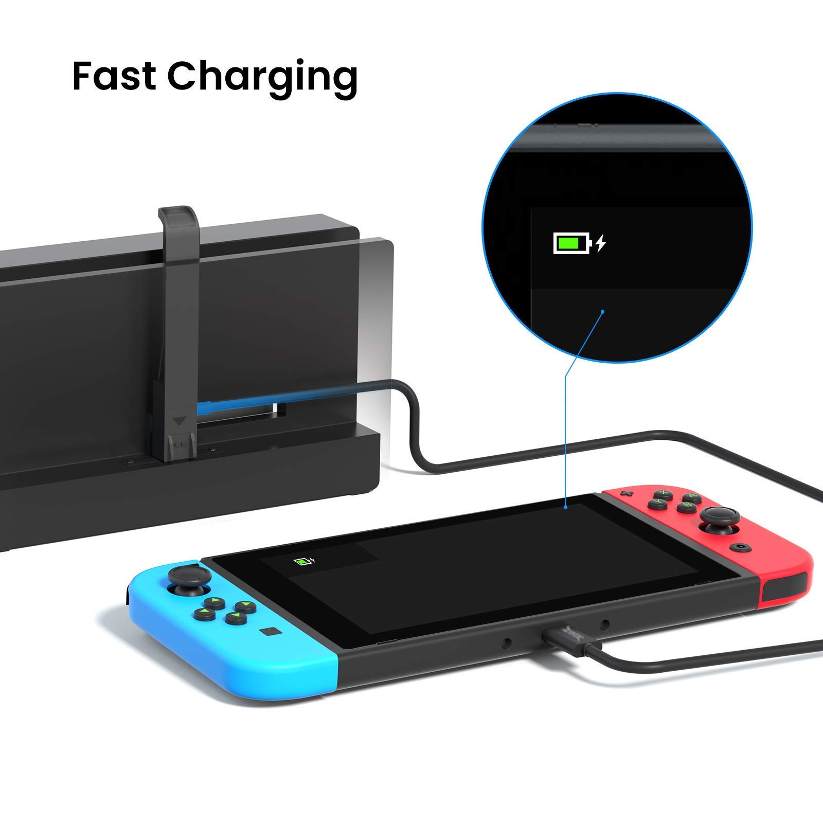 tomtoc Extension Cable for Nintendo Switch Dock, 3.28 Feet USB 3.0 Type-C Extender Nintendo Switch Accessories