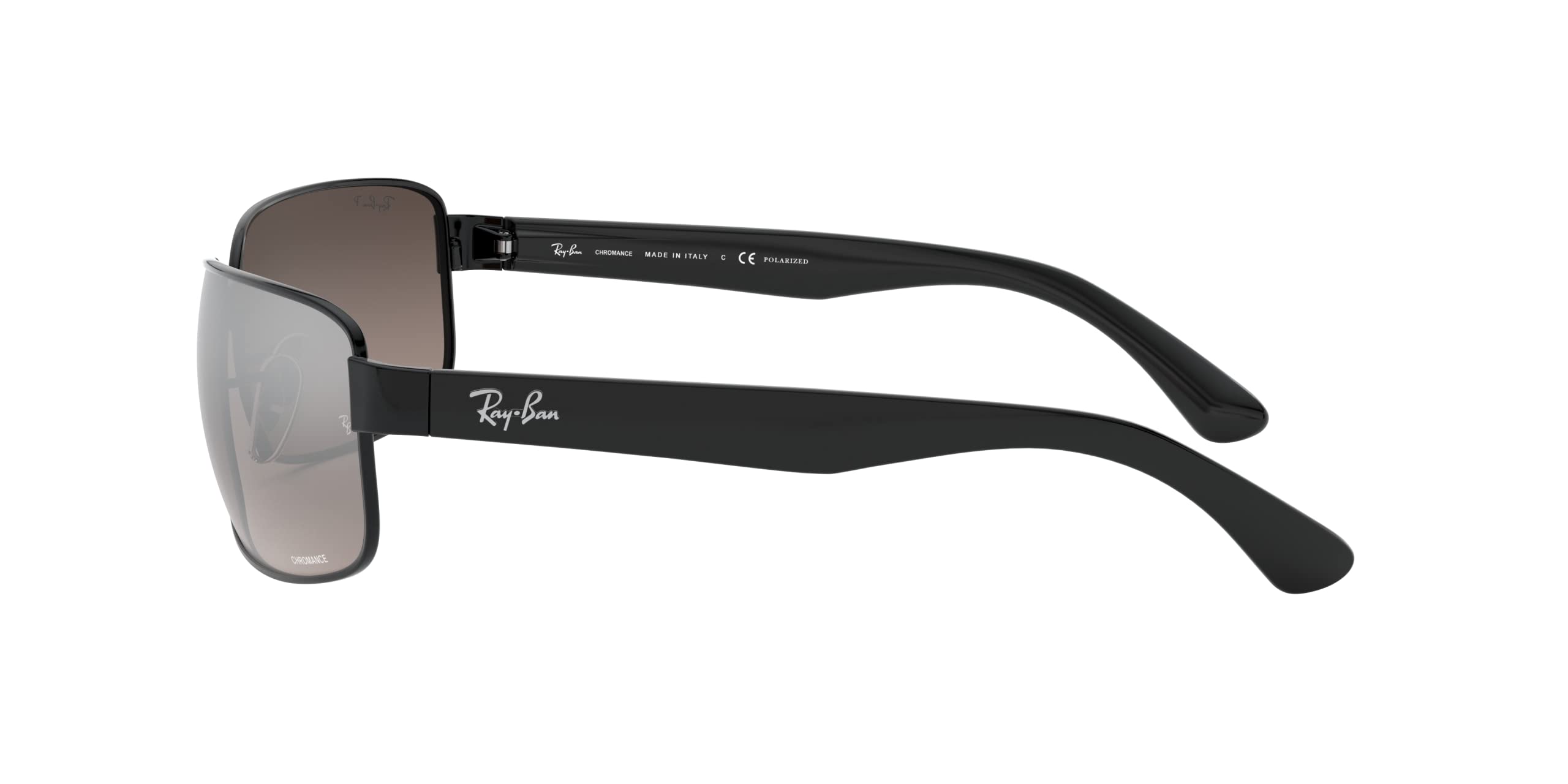 Ray-Ban Men's RB3566CH Chromance Rectangular Sunglasses, Black/Polarized Grey Mirrored Silver, 65 mm