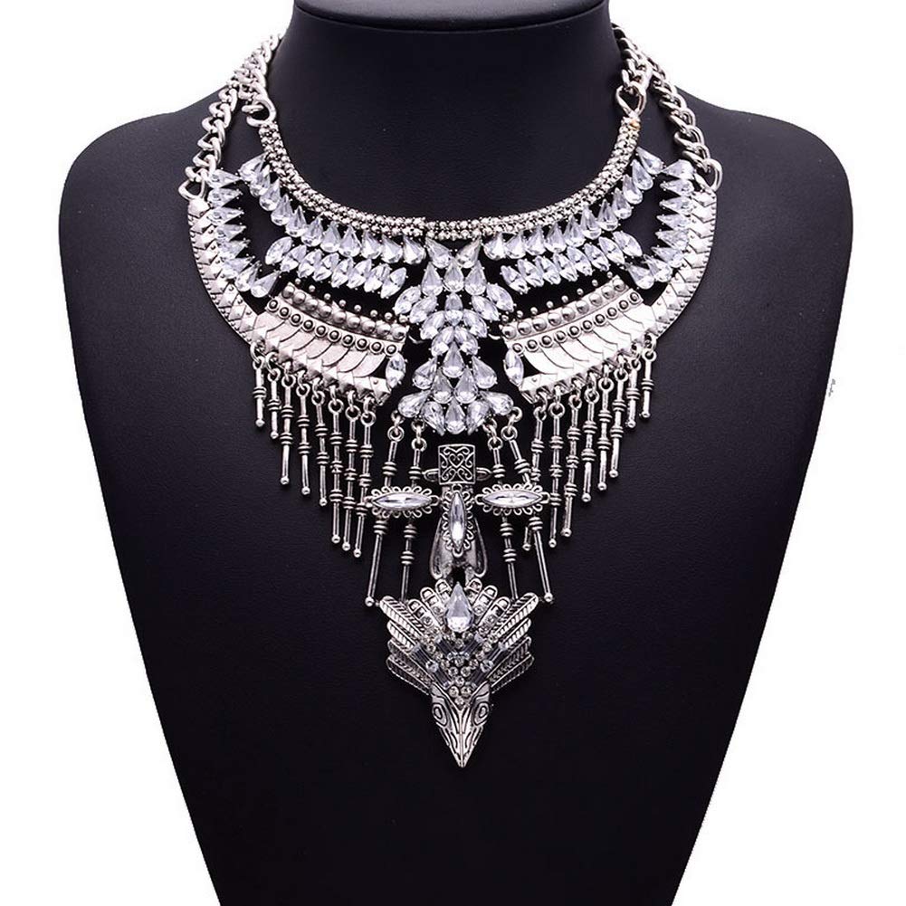 YAZILIND Exaggerated Chunky Necklace Luxury Rhinestone Long Clavicle Chain Jewelry Women Party Gift