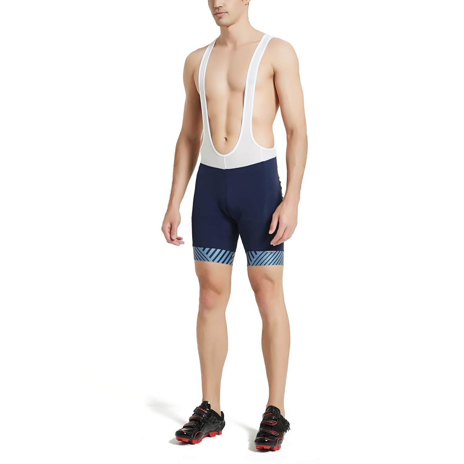 Santic Mens Cycling Bib Shorts Padded Cycle Bib Tights Mens Padded Biking Shorts Breathable Lightweight Navy L