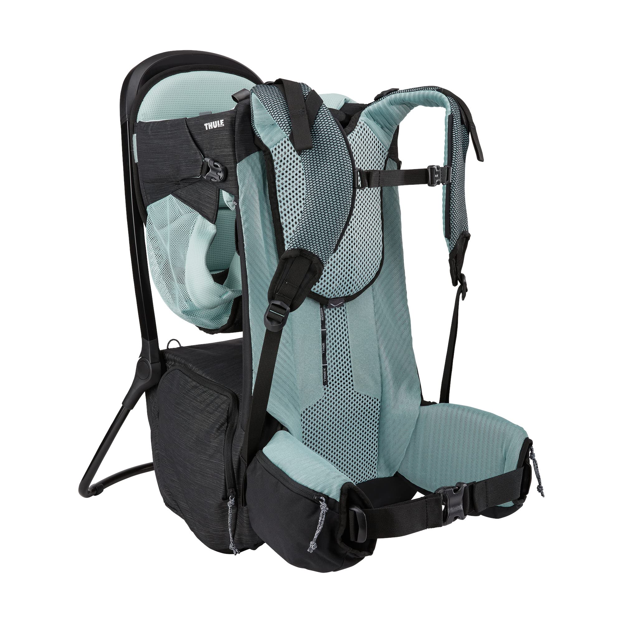 Thule Sapling Child Carrier Backpack - Machine Washable Seat - Self-Standing Frame - Adjustable Padded Straps for Parents - Ergonomic seat with Under-Leg Support for Child - UPF 50 Sunshade