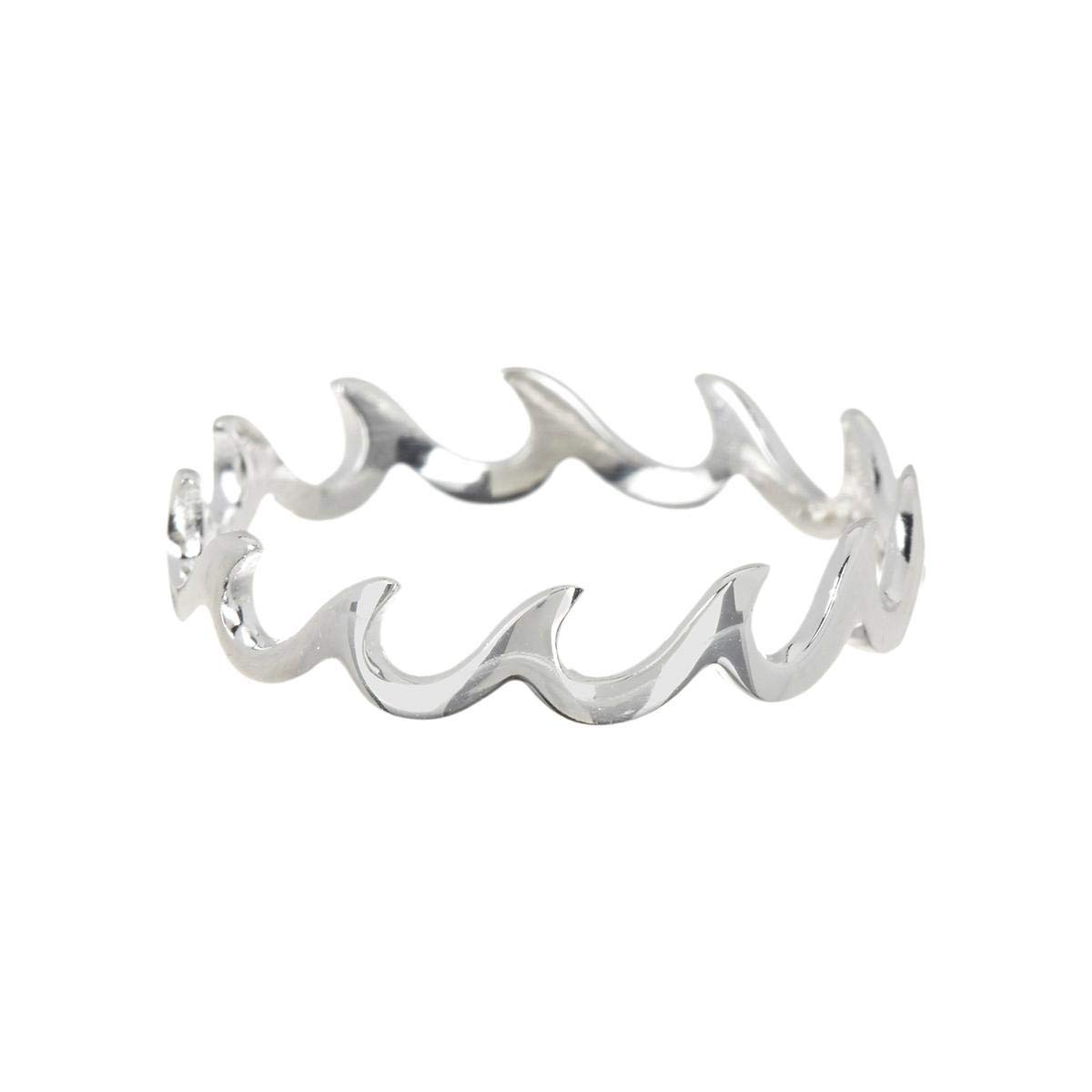 Pura Vida Silver Wave Band Ring - .925 Sterling Silver, Silver Plating Accessories - Size 9