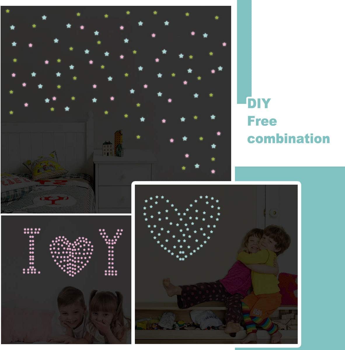 Starry Sky Galaxy Wolf Room Decor Wall Decal and Glow Moon Star Stickers RUIPBOTE Teen Bedroom Wall Decor Murals