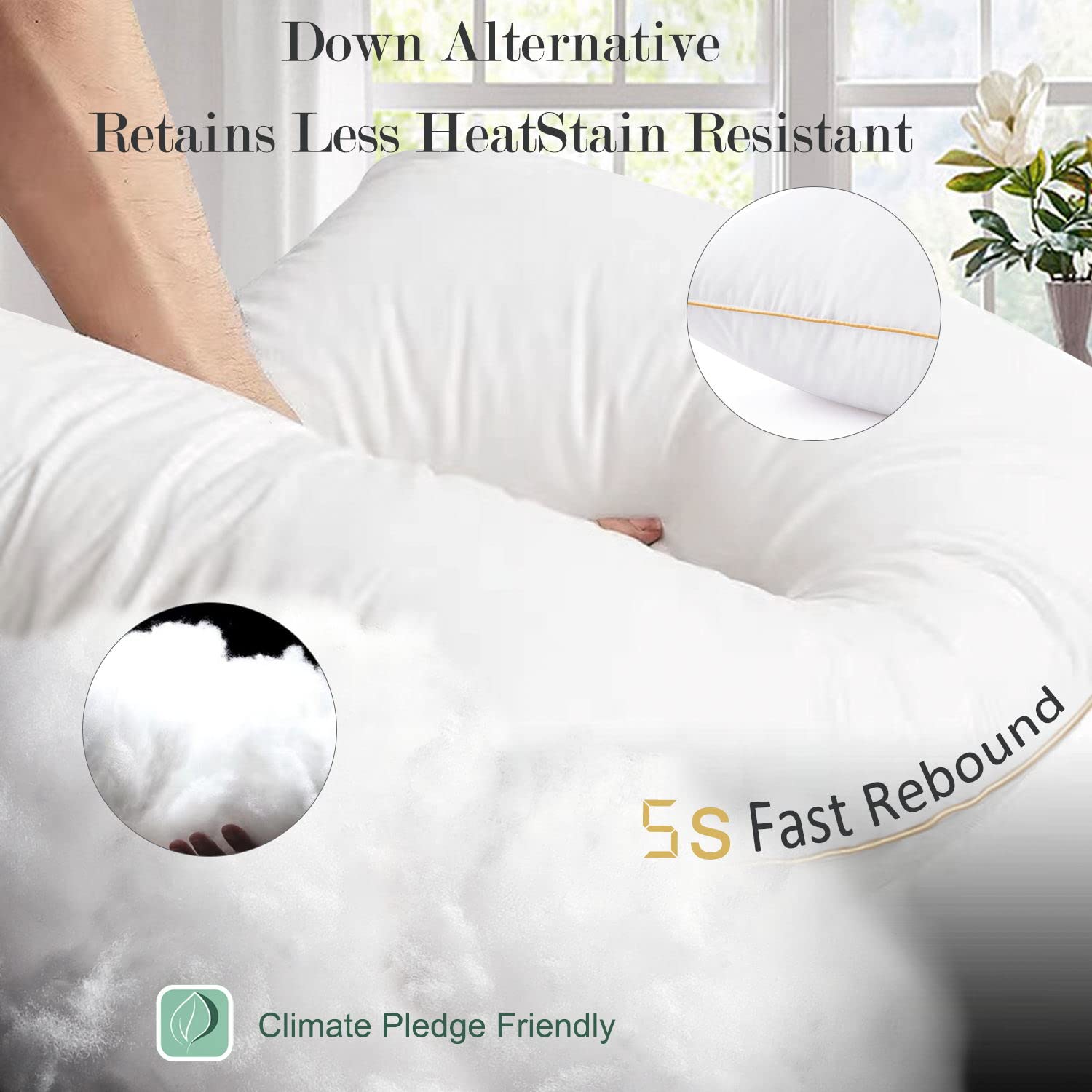 Pillows Queen Size Set of 2, Cooling Hotel Luxury Pillows, Premium Soft Down Alternative Breathable Pillows for Bed, Pillow for Back, Stomach or Side Sleepers