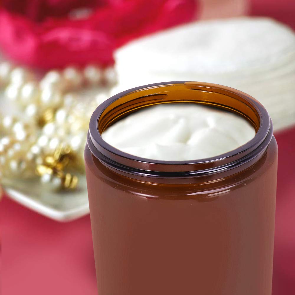 STARSIDE 12 Pack 8 oz Amber Glass Jars with Black Lids,Glass Candle Jars Round Jars for Cosmetics and Face cream Lotion.