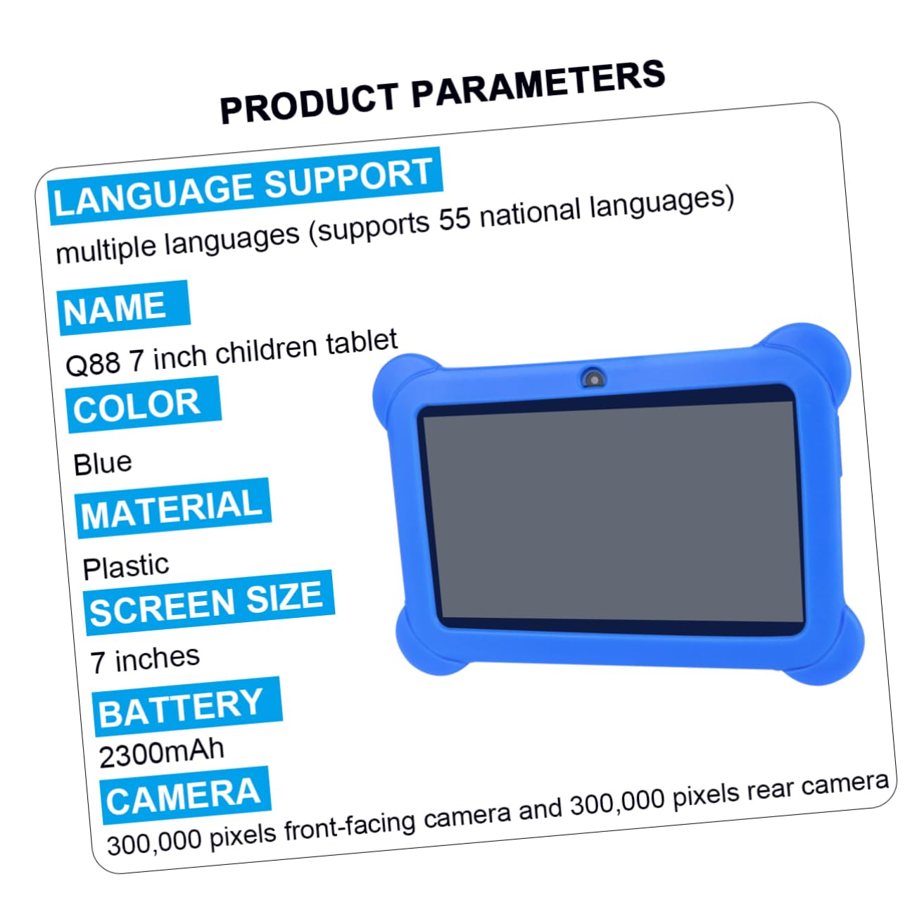 UKCOCO Kids Tablets with WiFi Kids Pad Kids Tablet Adroid Tablets Children's Tablet Tablets for Kids Childrens Tablet WiFi Tablet Child Tablet Computer Q88 Children's Mat