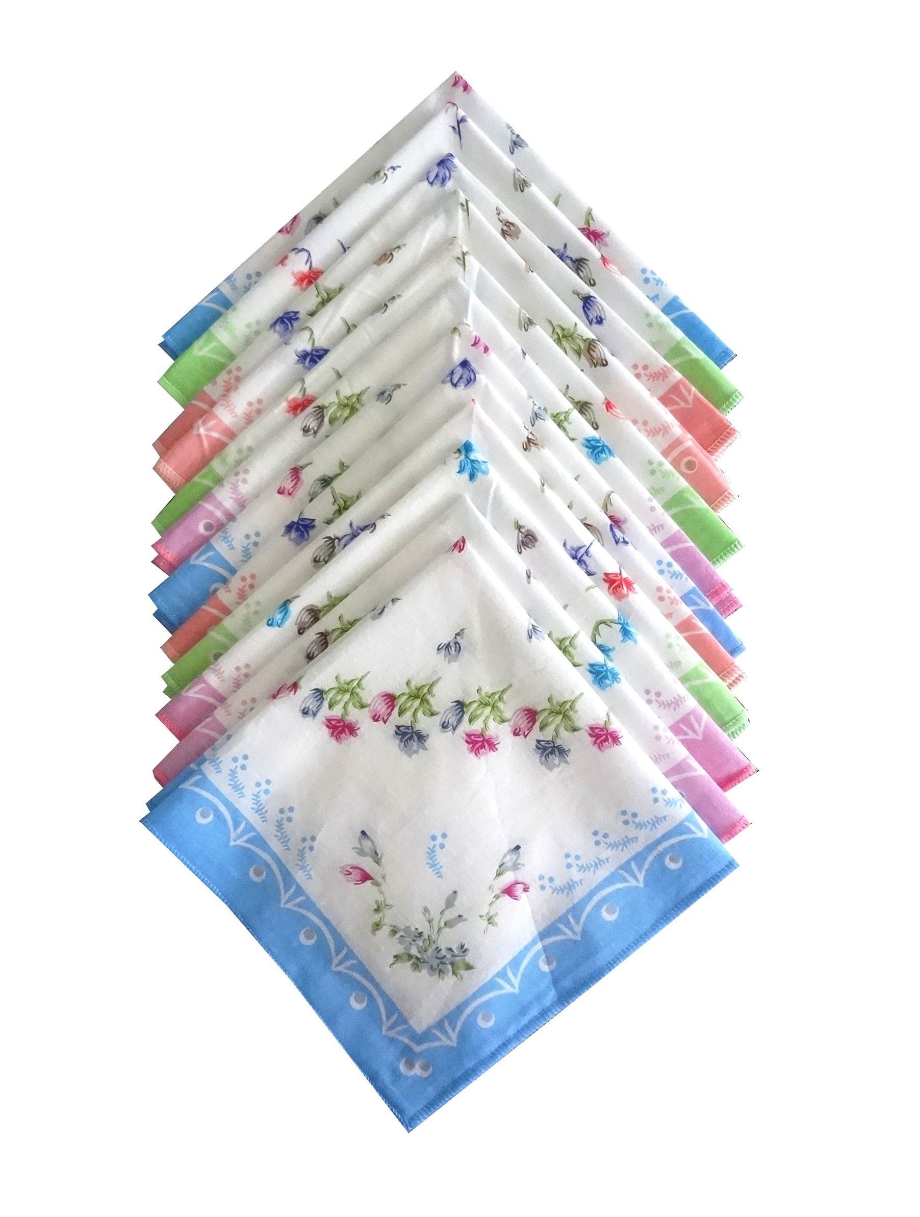 S4S® 100% Cotton Women's Floral Handkerchief (Pack of 12)