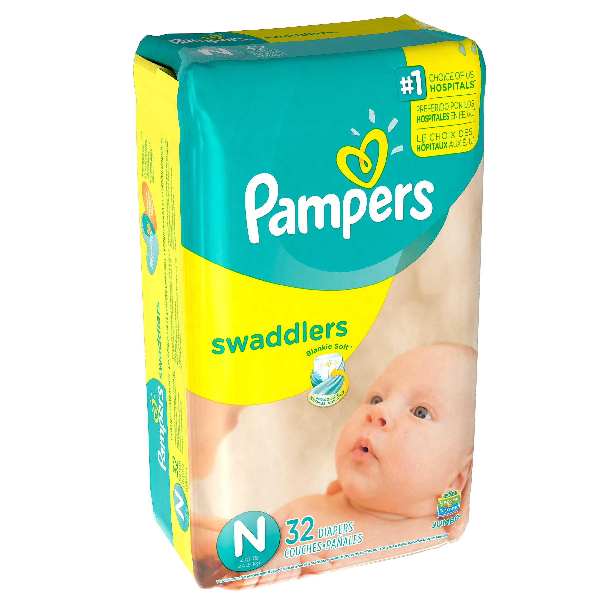 Pampers Swaddlers Newborn Baby Diapers Jumbo Pack, (Pack of 6)