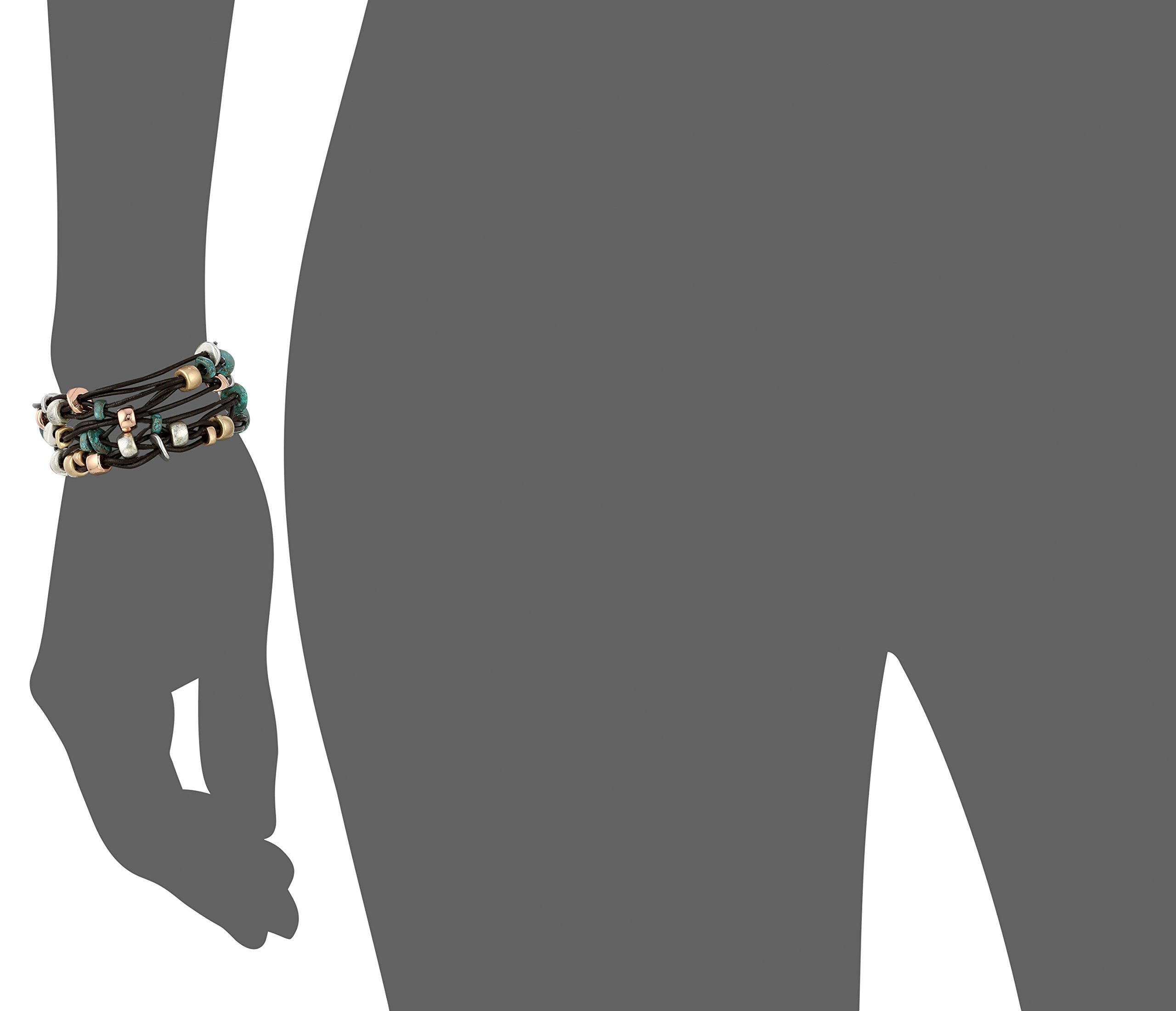 Robert Lee Morris Femme Petal Patina Mixed Metal Bead Multi-Row Toggle Bracelet