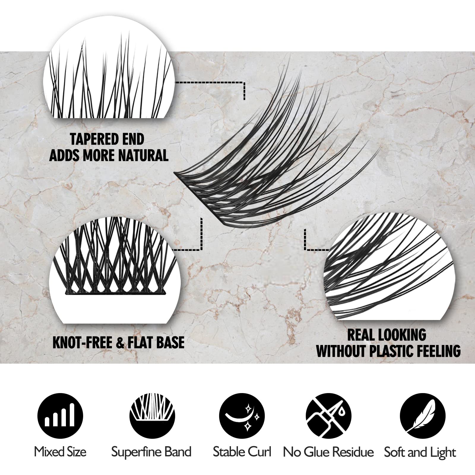 VIAVOGUE Lash Clusters, 120 Eyelash Extension Clusters, Reusable Wispy Volume Natural Look Soft and Lightweight Individual Lashes, Apply the Cluster Lashes Underneath Natural Lashes (Volume Mix)