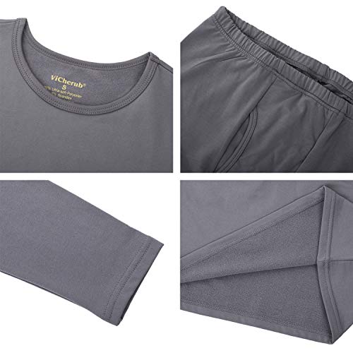 ViCherub Boys Thermal Underwear Set Long Johns for Kids thermals Top & Bottom Knit Base Layer Fleece Lined Winter Warm 2 Sets for Boy