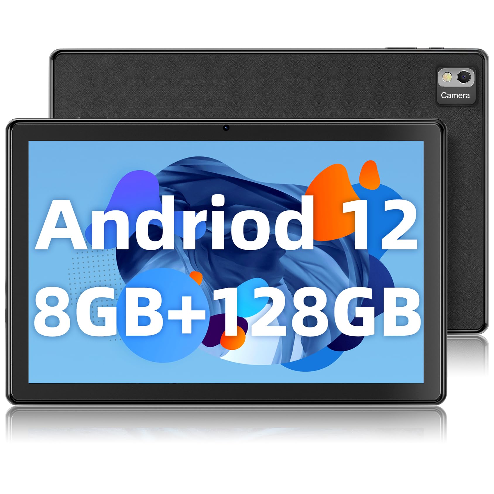 SGIN 8GB RAM 128GB ROM Tablet, 10 Inch Android 12 Tablets Computer with 1982 * 1200 HD IPS Srceen, MTK Octa-Core 2.0Ghz Processor, 5MP+8MP Dual Camera, WiFi, Bluetooth, 6000mAh (Black)