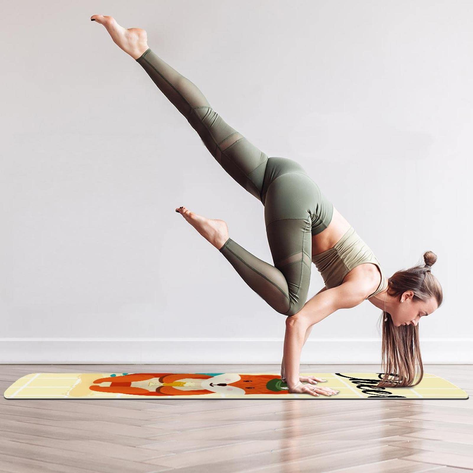 Yoga Mat, Yoga Mats for Home Workout, Workout Mat, Exercise Mats, Pilates Mat, Cute Fox Cheers