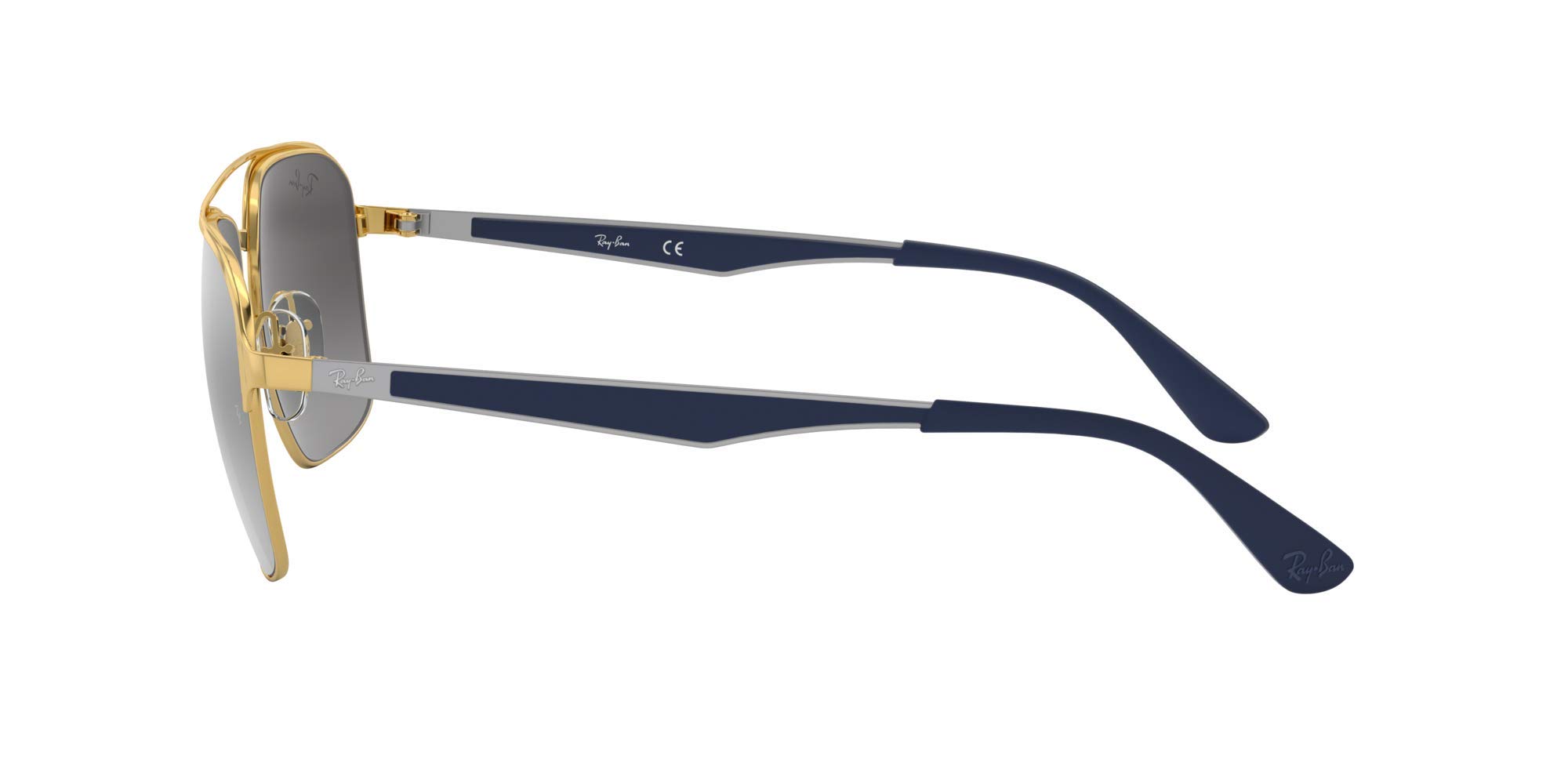 Ray-Ban Rb3570 Square Sunglasses, Gold/Grey Mirrored Silver Gradient, 58 mm