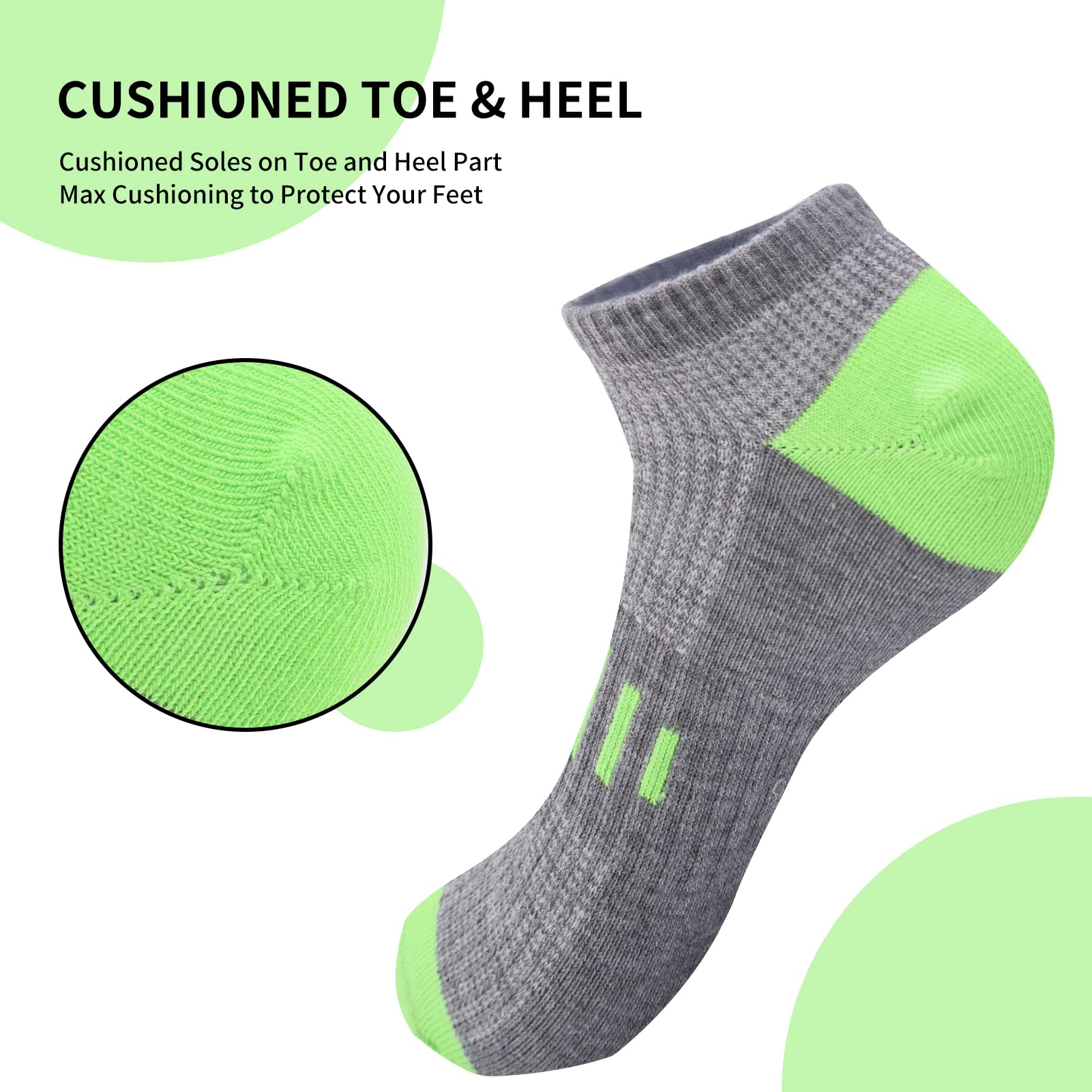 WUKAKA Socks for Womens Ankle Running Socks (6 Pairs) Workout Sports Socks & Women Ankle Short Socks with Cushioned Sole