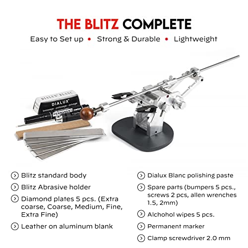 TSPROF Knife Sharpener - 'Blitz Base' |Precision Knife Sharpener System | 100% Steel and Ultra Strong Aluminum 7075-T6 Alloy | for All Types of Knives |