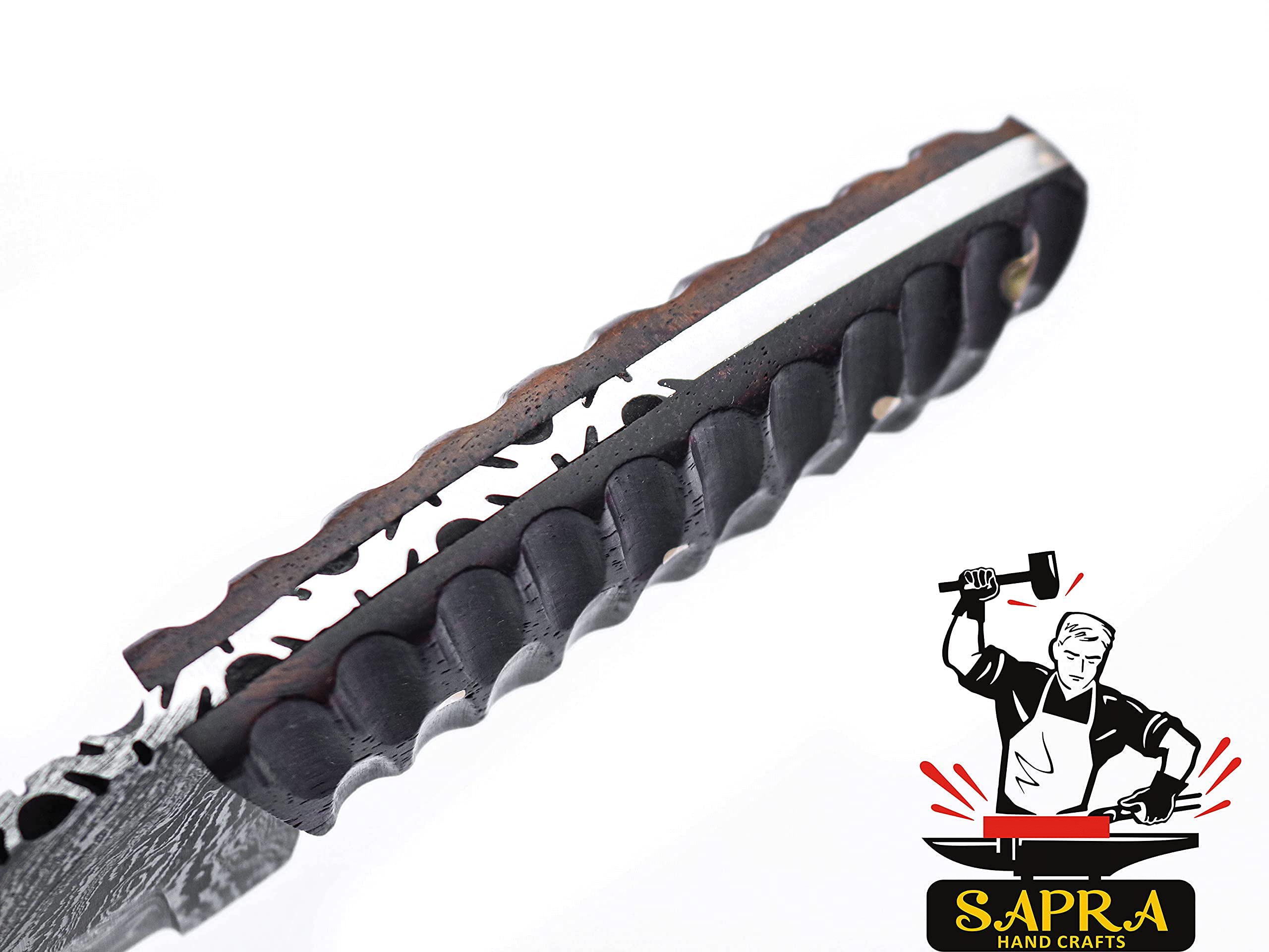 Sapra Custom Made Forged Damascus Steel Hunting Knife Fixed Blade EDC Survival Tactical Camping Skinner/Skinning Knife with Leather Sheath P-1943-RW