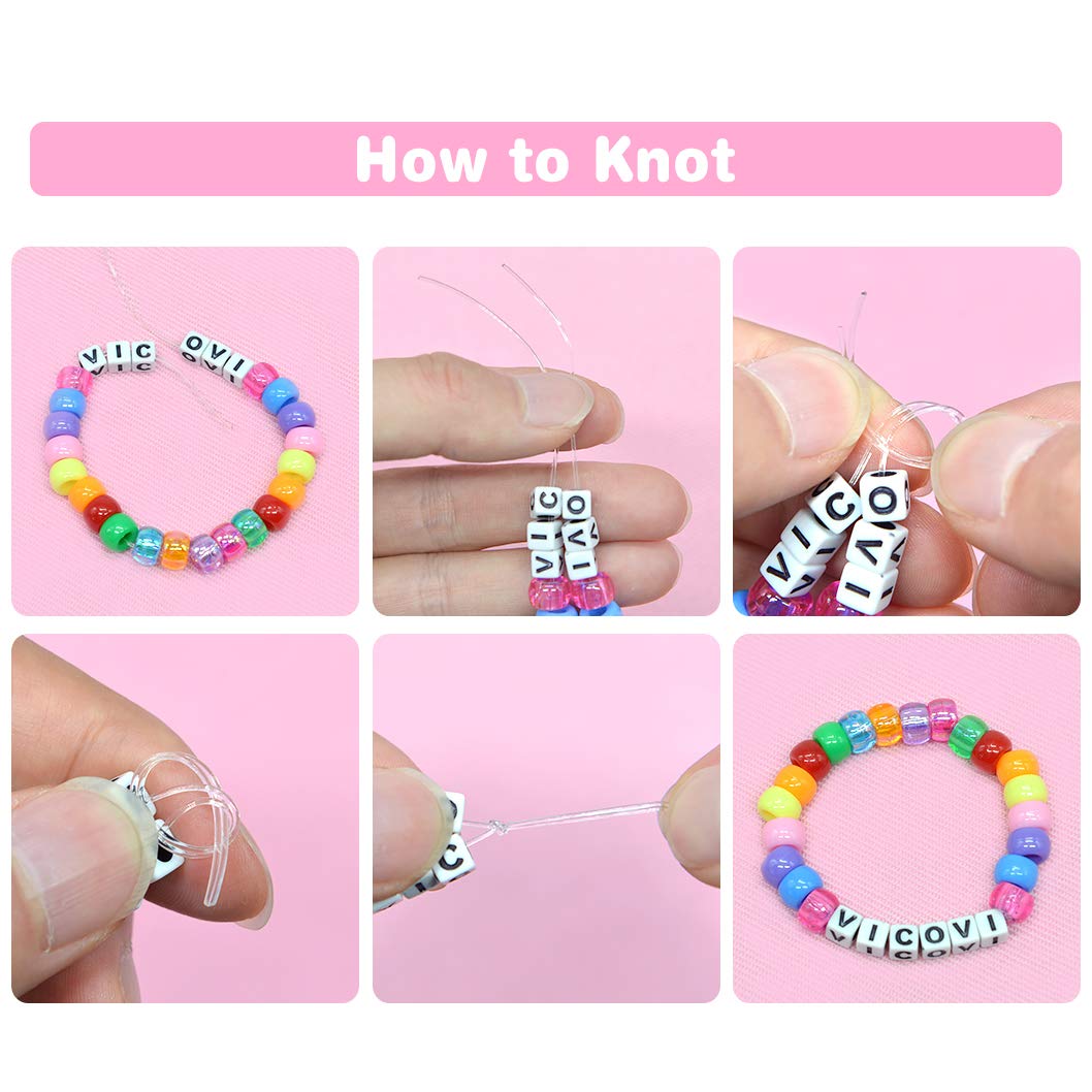 VICOVI 1000+pcs Pony Beads Kit for Bracelet Jewelry Making, Hair Beads, Include 23 Colors Rainbow Beads(9mm), 260 Letter Beads, 50 Color Beads, 20 Heart & Star Beads and Rolls Elastic String.
