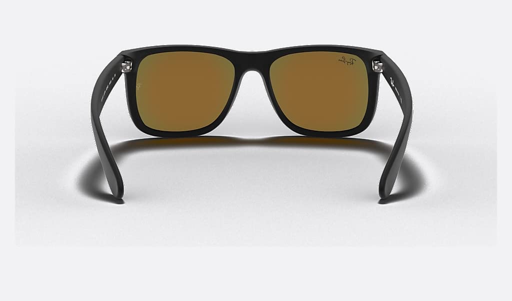 Ray-Ban RB4165 JUSTIN 622/6Q 55M Rubber Black/Brown Mirror Orange Sunglasses For Men For Women