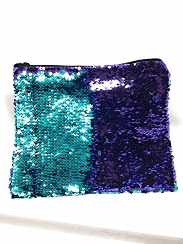 Purple and Teal Mermaid Sequins Pouch - Large