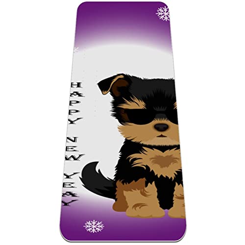 Yoga Mat, Yoga Mats for Home Workout, Workout Mat, Exercise Mats, Pilates Mat, Dog Wear Sunglasses Xmas