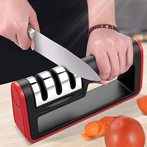 TSWEET Sharp Knife Sharpener – 3 in 1 Non-Slip Ergonomic for Professional Kitchen Knife Sharpener, Diamond rods, Tungsten Carbide Plates, Ceramic Stone, Safe
