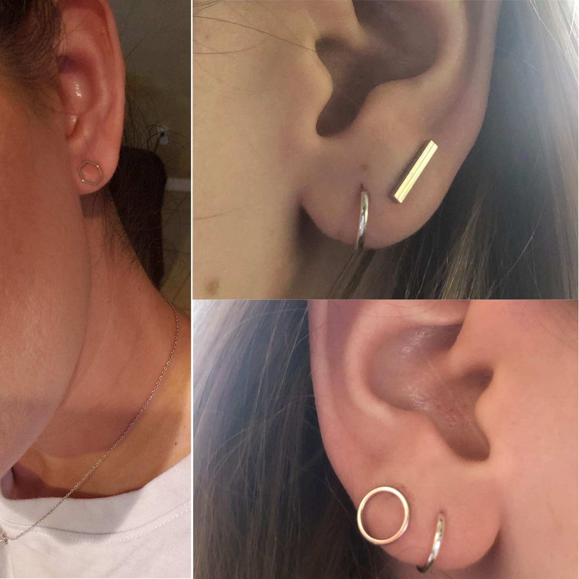 Sllaiss 3 Pairs 925 Sterling Silver Stud Earrings Set Bar Earrings Different Shapes