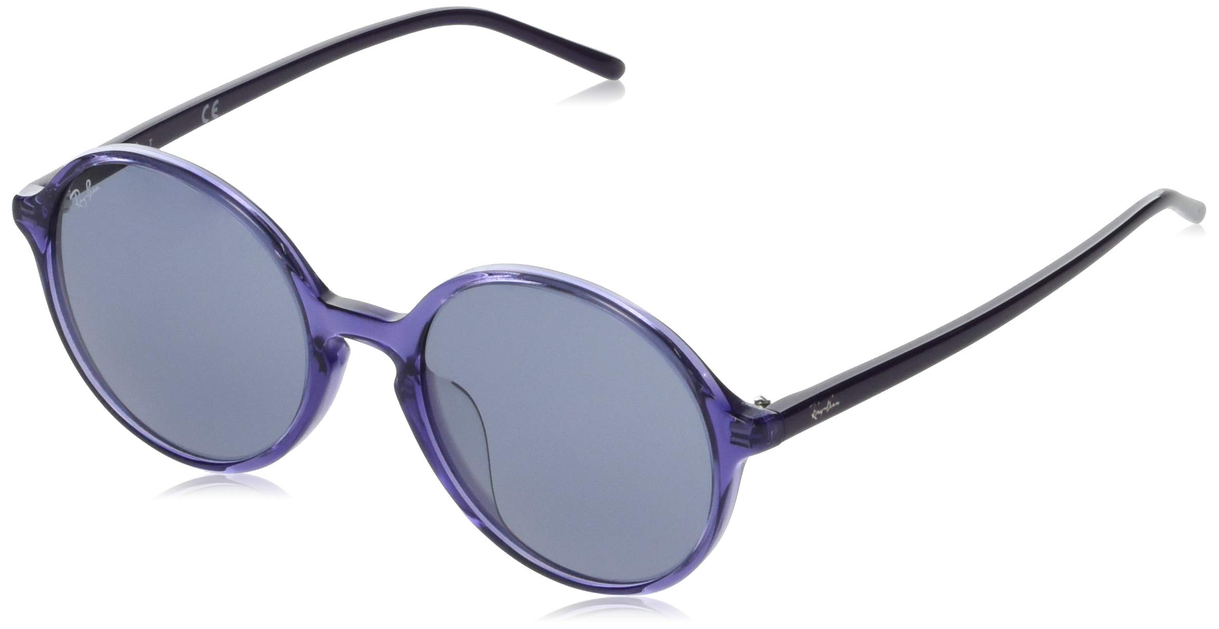 Ray-Ban Rb4304f Low Bridge Fit Round Sunglasses, Transparent Violet/Blue, 53 mm