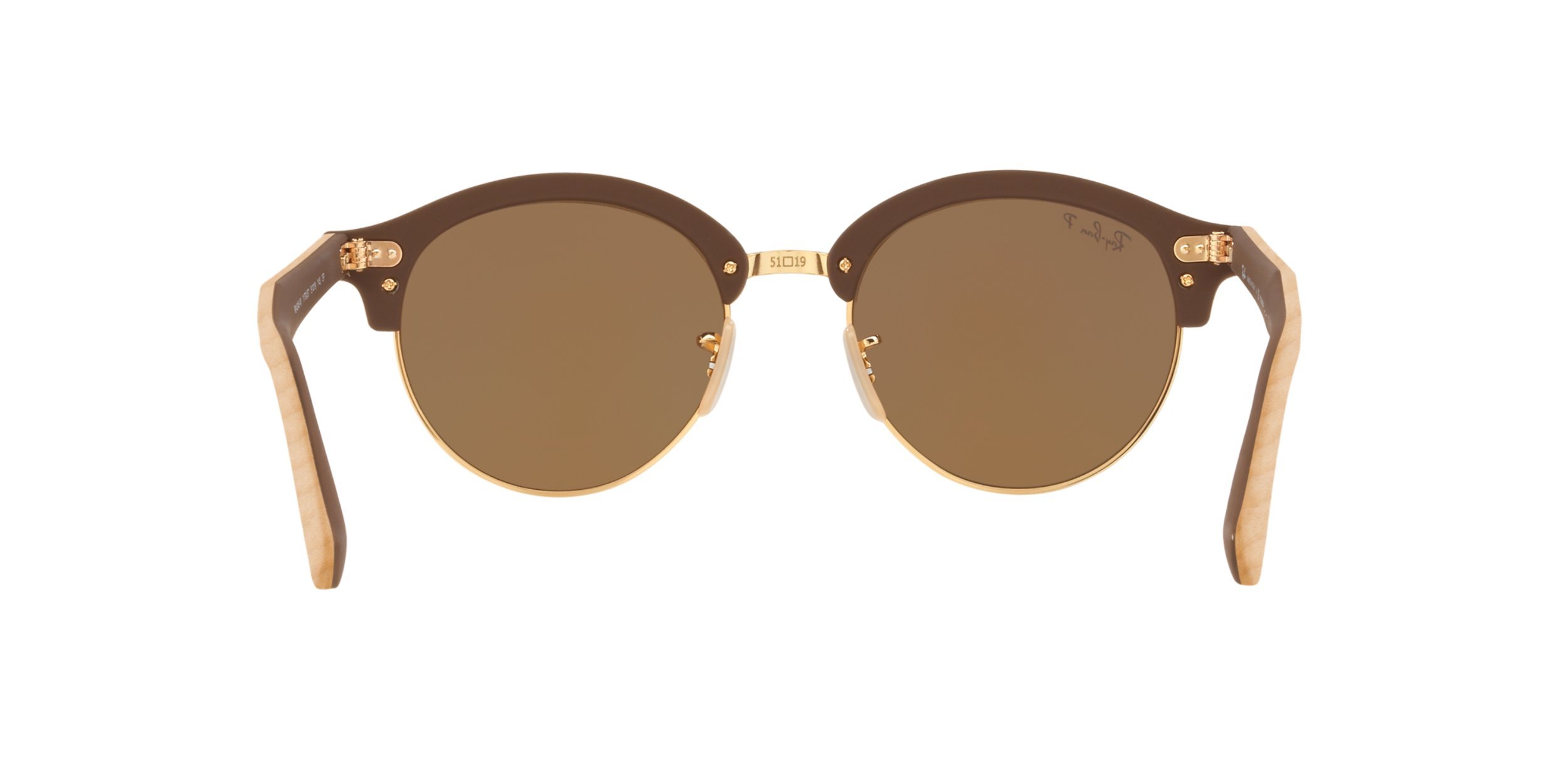 Ray-Ban Rb4246m Clubhouse Wood Round Sunglasses, Gold/Polarized Brown, 51 mm