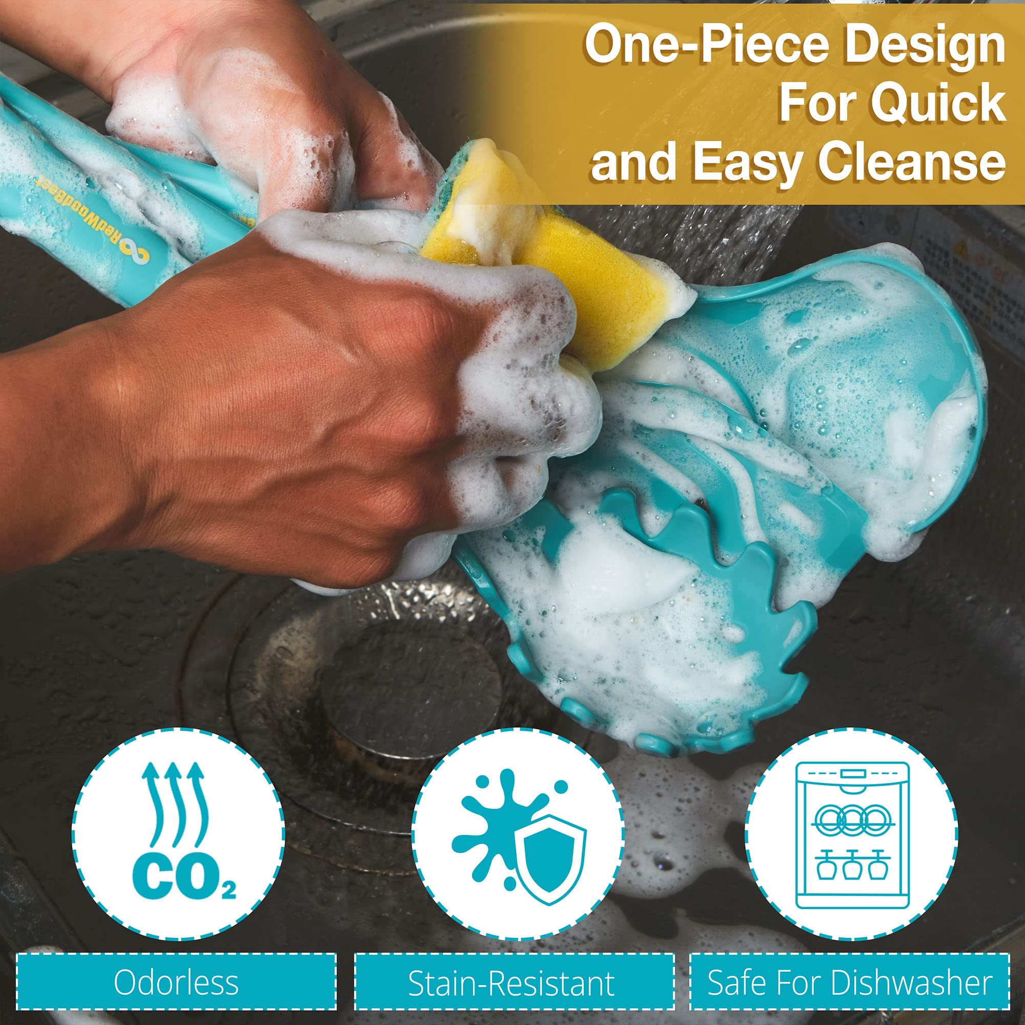 RedWoodBest Silicone Cooking Utensils Set - Make Warm Home-cooked Pasta with Our Silicone Utensils - BPA-Free Silicone Pasta Fork Laddle Turner 3pc Set - Safe for Teflon (Teal Color)