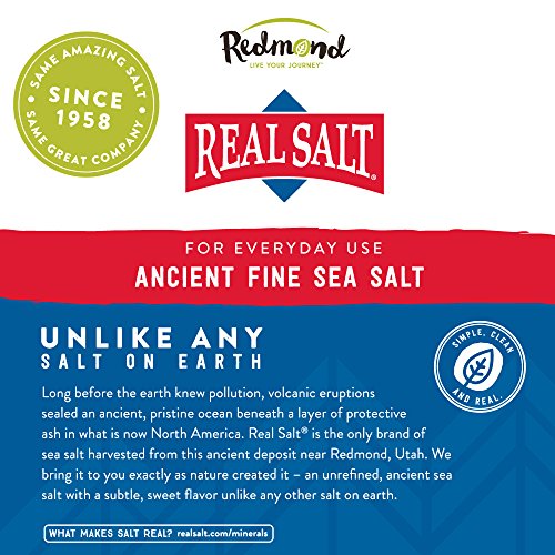 Redmond Real Salt - Ancient Fine Sea Salt, Unrefined Mineral Salt, 26 Ounce Pouch (2 Pack)