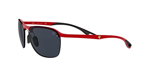 Ray-Ban RB4302M Scuderia Ferrari Collection Square Sunglasses, Red/Dark Grey, 62 mm