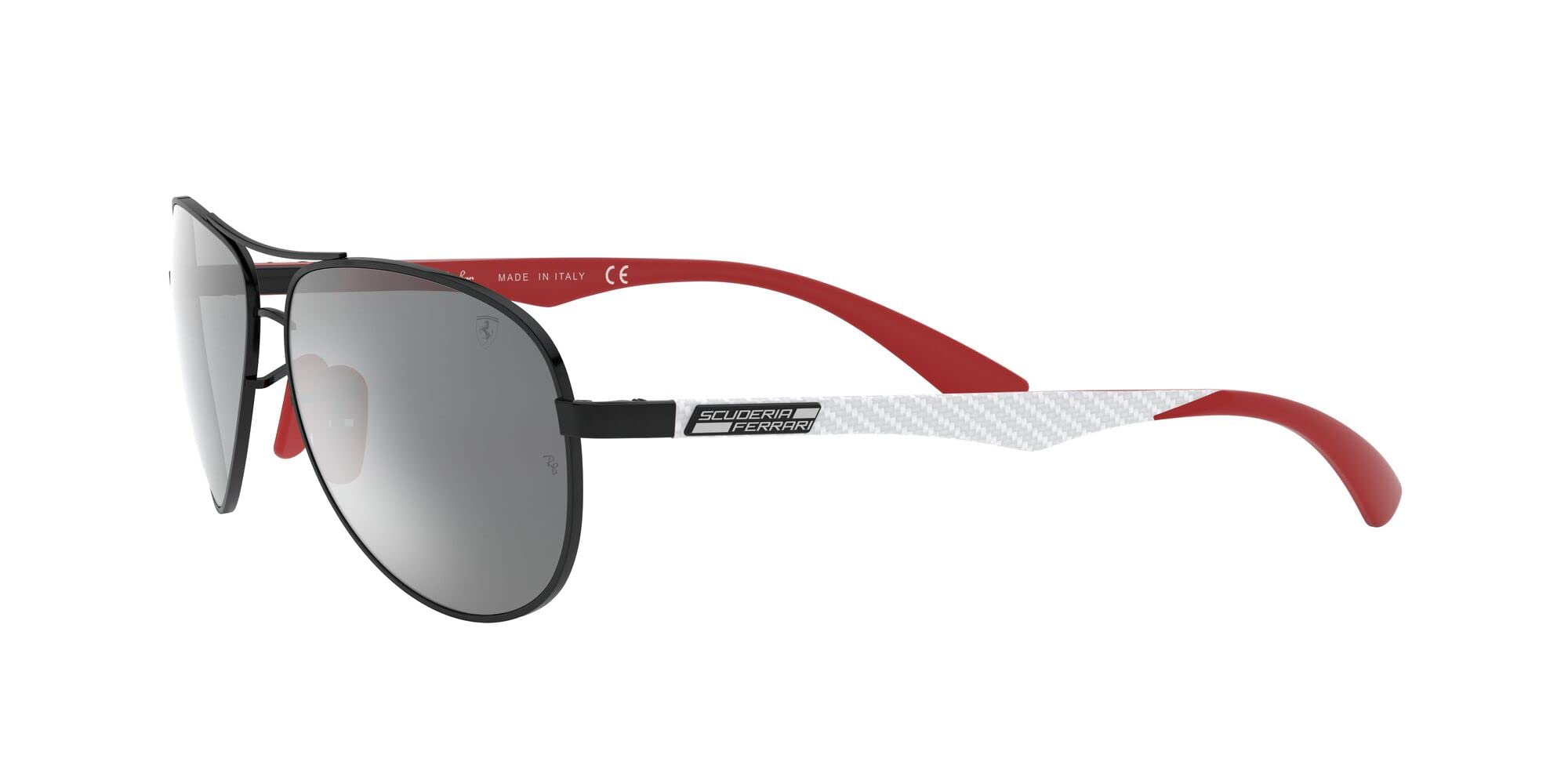 Ray-Ban RB8313M Scuderia Ferrari Collection Aviator Sunglasses, Matte Gunmetal/Chromance Polarized Grey Mirrored Blue, 61 mm