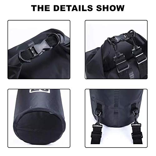 Spozeal Waterproof Black Dry Bag 2L/5L/10L/15L/20L/30L, Ocean Back Pack, Roll Top Sack for Floating, Boating, Fishing, Swimming, Kayaking, Rafting, Camping