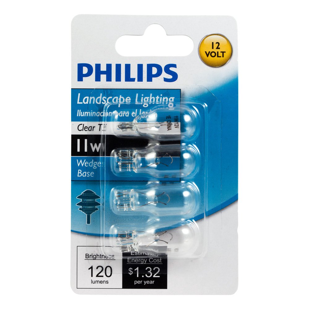 PHILIPS Halogen Landscape Lighting T5 12-Volt Light Bulb: 2800-Kelvin, 11-Watt, Wedge Base, 4-Pack