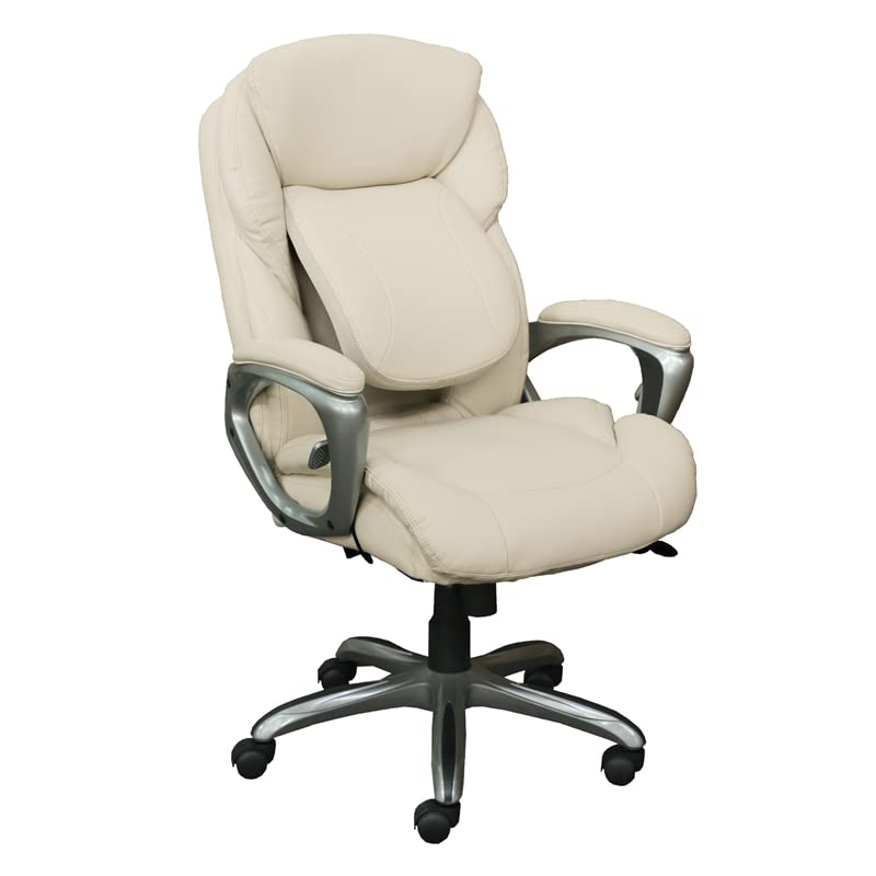 Serta My Fit Executive Office Adjustable Ergonomic Chair with Layered Cushions, Bonded Leather, 360 Motion Support, Ivory