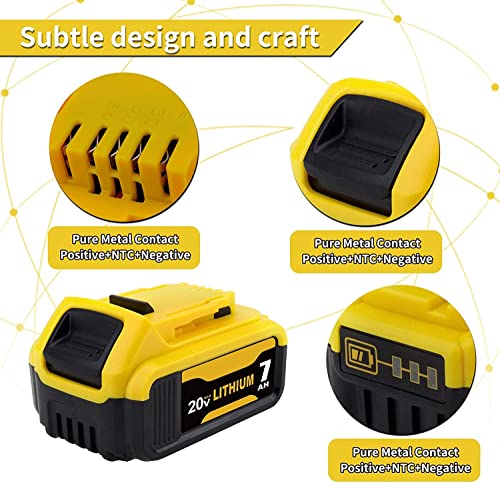 POWTREE Upgraded 7.0Ah 2Pack DCB206 Replacement Battery Compatible with Dewalt 20V Max XR DCB206 DCB204 DCB207 DCB200-2 DCB180 DCD985B DCB200, 20Volt Max Tools DCD/DCF/DCG Series