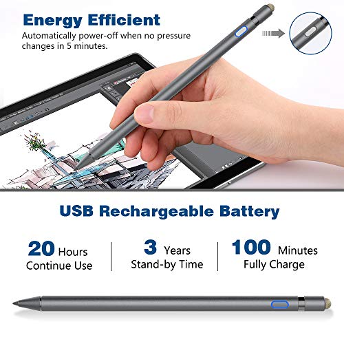 TiMOVO Stylus Pen for iPad, Apple Pencil for 2018-2024 iPad 10/9/8/7/6th Gen,iPad Pro, iPad Air 3/4/5/6th, iPad Mini 6/5 Precise Writing Drawing Palm Rejection Apple Pencil 1st Gen for iPad, SpaceGray